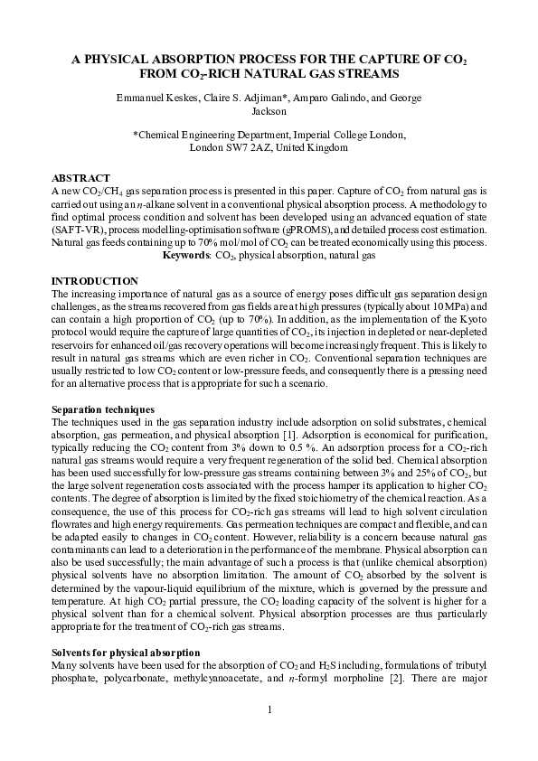 (PDF) 1 a Physical Absorption Process for the Capture of CO2 from CO2 ...