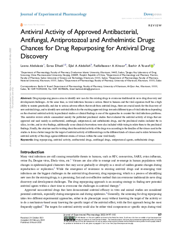 (PDF) Antiviral Activity of Approved Antibacterial, Antifungal ...