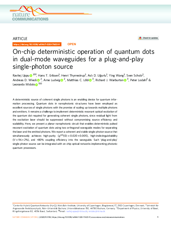 (PDF) On-chip deterministic operation of quantum dots in dual-mode ...