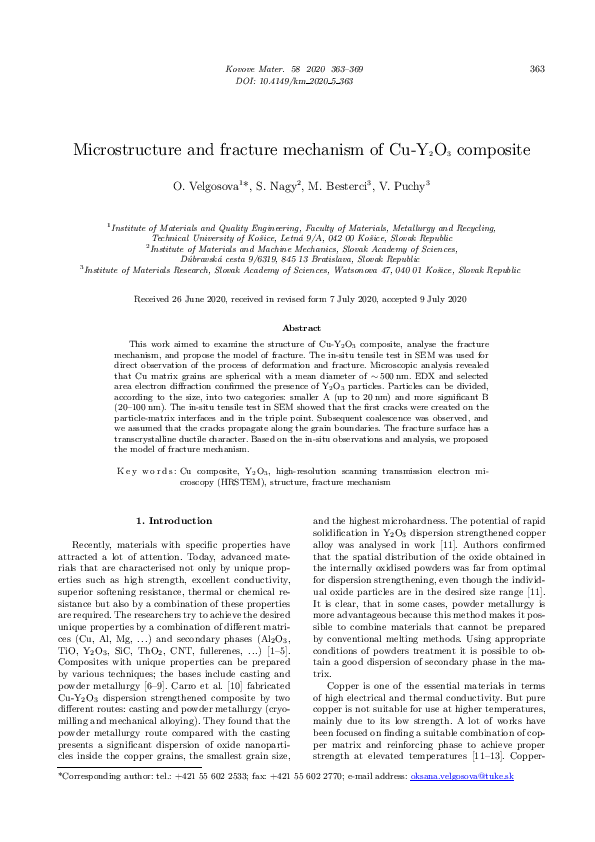 (PDF) Microstructure and fracture mechanism of Cu-Y2O3 composite