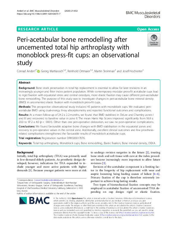 (PDF) Peri-acetabular bone remodelling after uncemented total hip ...