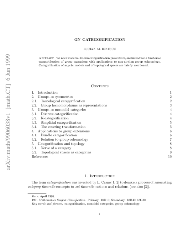 (PDF) On Categorification