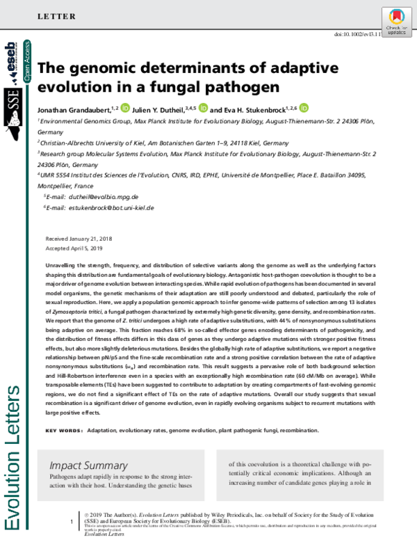 (PDF) The genomic determinants of adaptive evolution in a fungal pathogen
