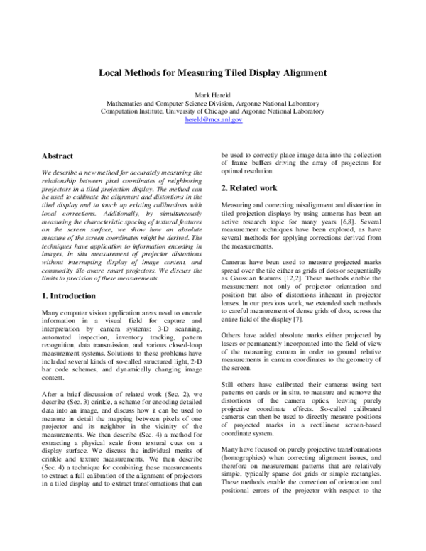 (PDF) Local methods for measuring tiled display alignment