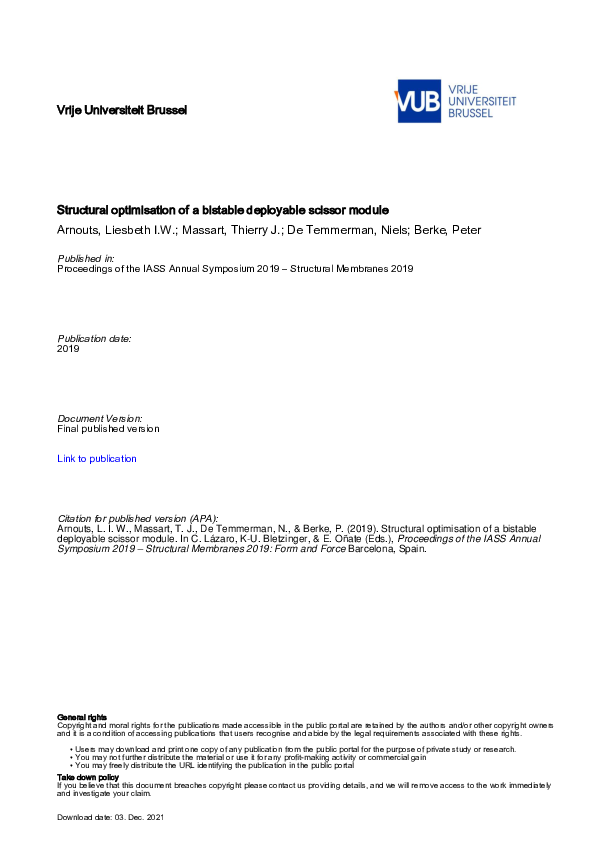(PDF) Structural optimisation of a bistable deployable scissor module