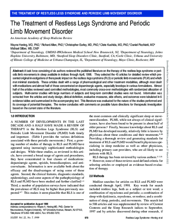 (PDF) The treatment of restless legs syndrome and periodic limb ...