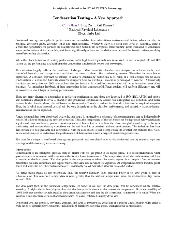(PDF) Condensation Testing – A New Approach