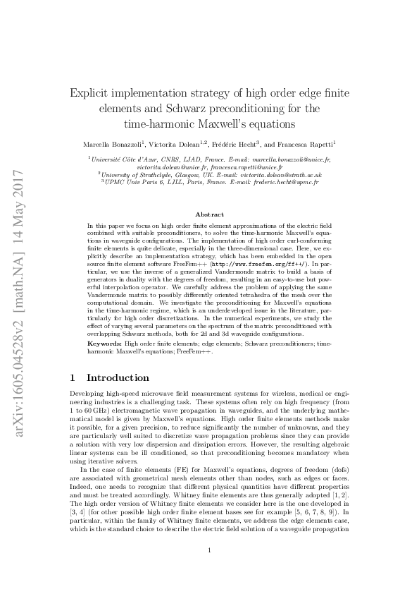 (PDF) High-Order Finite Elements for Maxwell's Equations