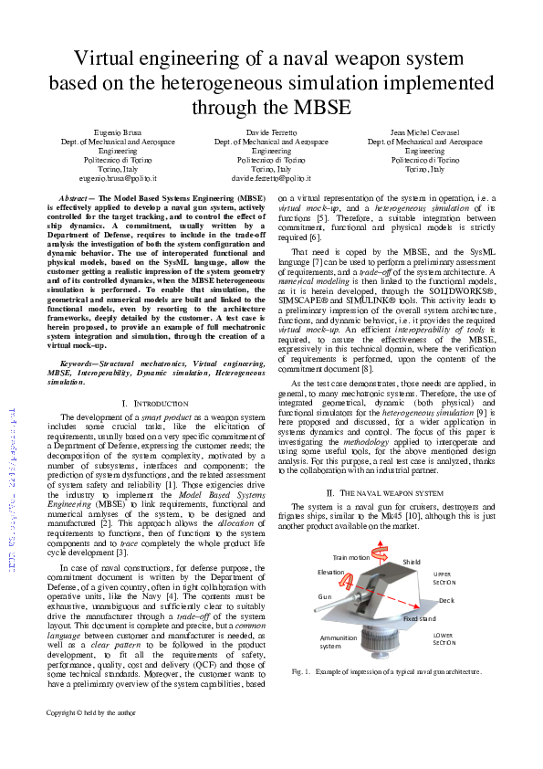 (PDF) Virtual Engineering of a Naval Weapon System based on the ...