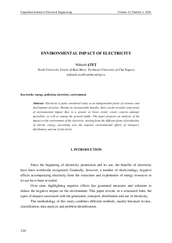 (PDF) Environmental Impact of Electricity