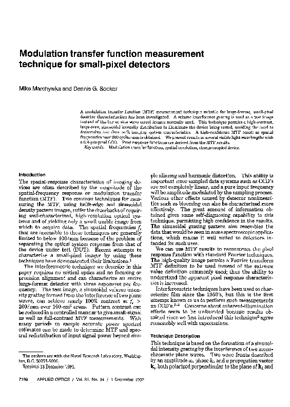 (PDF) Modulation transfer function measurement technique for small ...