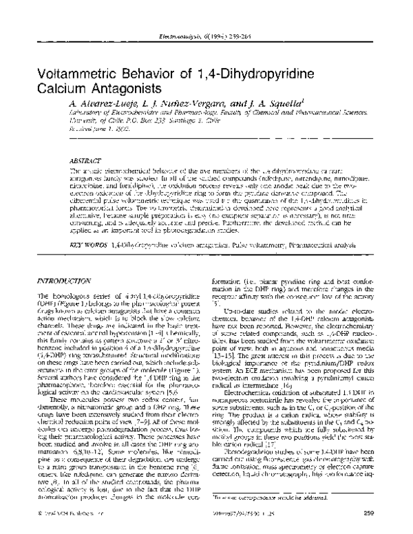 (PDF) Voltammetric Analysis of Dihydropyridine Antagonists