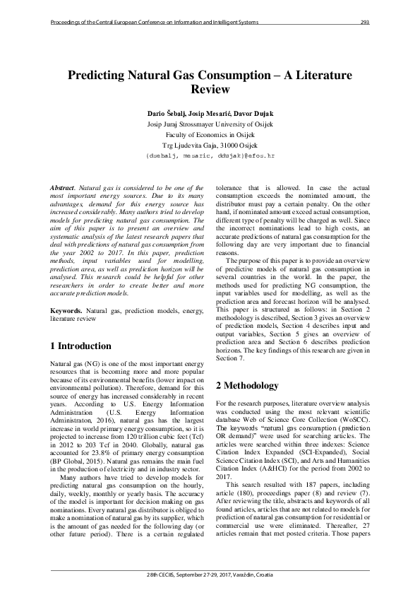 (PDF) Predicting Natural Gas Consumption A Literature Review