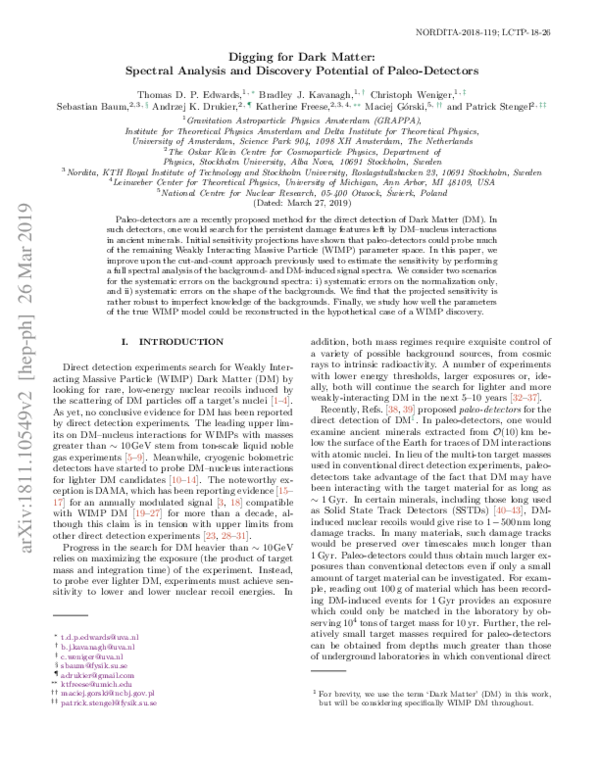 (PDF) Digging for Dark Matter: Spectral Analysis and Discovery Potential of Paleo-Detectors