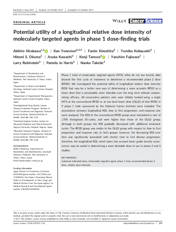 (PDF) Potential utility of a longitudinal relative dose intensity of ...