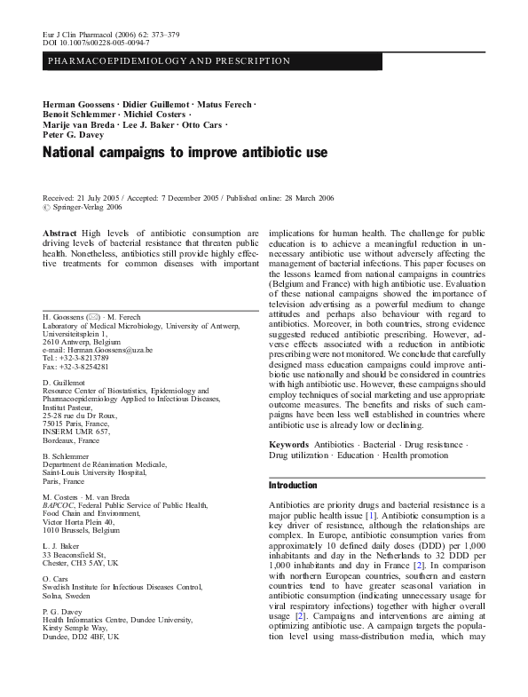 (PDF) National campaigns to improve antibiotic use
