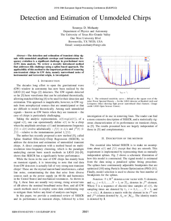 Pdf Detection And Estimation Of Unmodeled Chirps