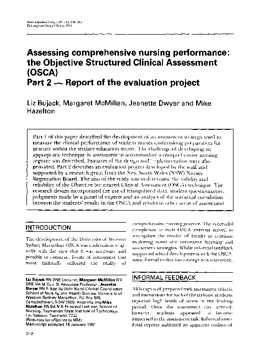 (PDF) Assessing comprehensive nursing performance: the Objective ...