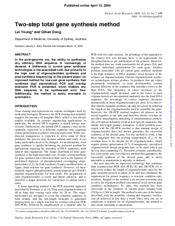 (PDF) Two-step total gene synthesis method