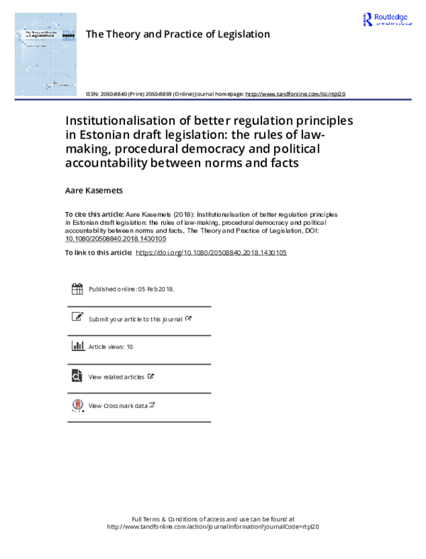 (PDF) Institutionalisation of better regulation principles in Estonian ...
