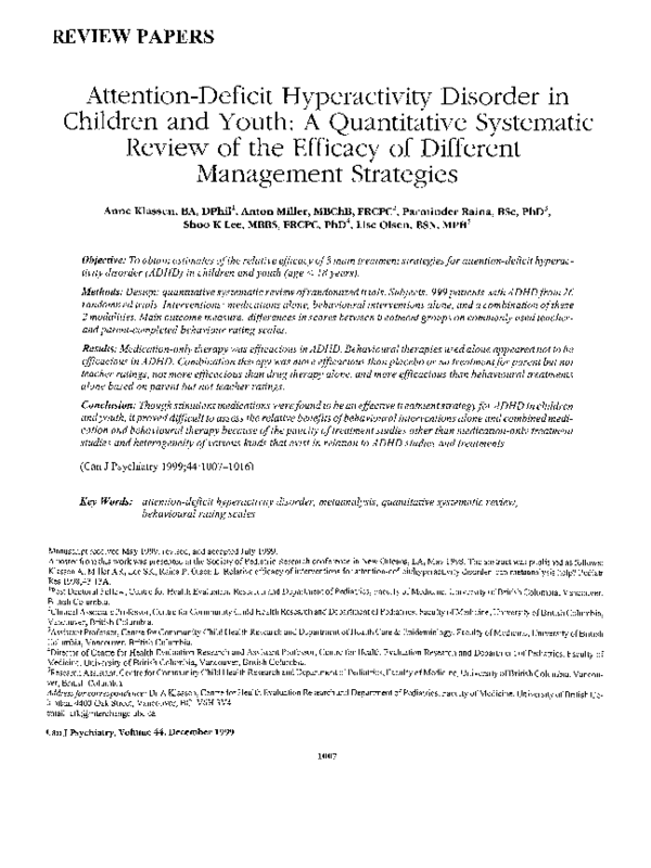 (PDF) Attention-Deficit Hyperactivity Disorder in Children and Youth: A Quantitative Systematic ...