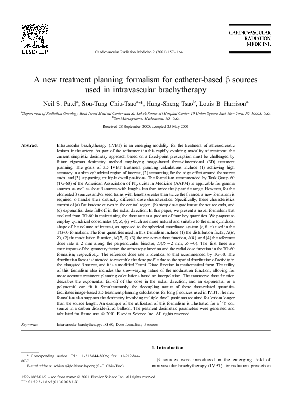 (PDF) A new treatment planning formalism for catheter-based [beta] sources used in intravascular ...