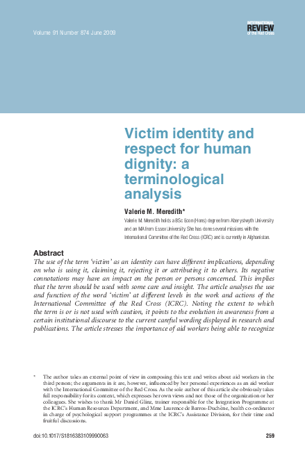 (PDF) Victim identity and respect for human dignity: a terminological ...