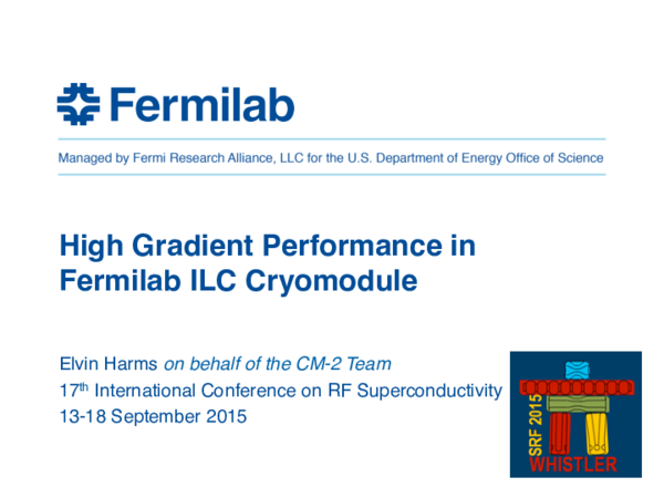 (PDF) High Gradient Performance in Fermilab ILC Cryomodule