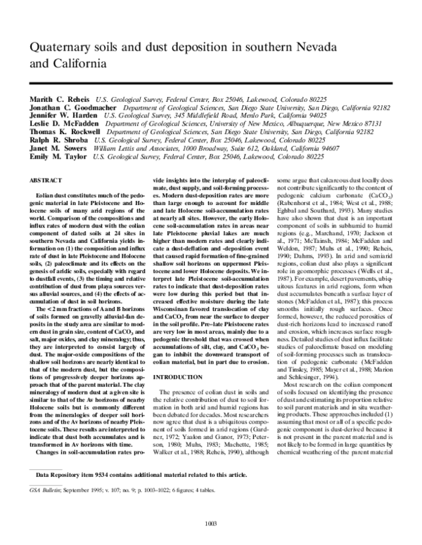 (PDF) Quaternary soils and dust deposition in southern Nevada and ...