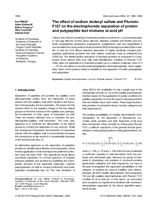(PDF) The effect of sodium dodecyl sulfate and Pluronic F127 on the ...