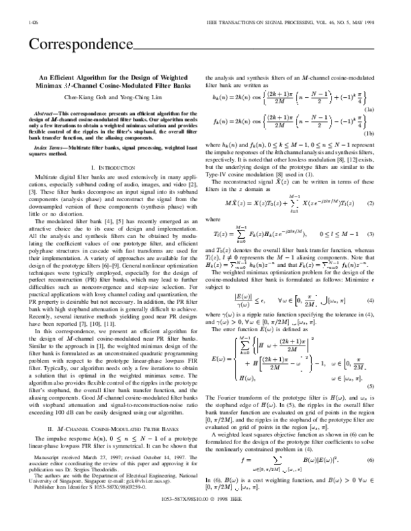 Pdf An Efficient Algorithm For The Design Of Weighted Minimax M