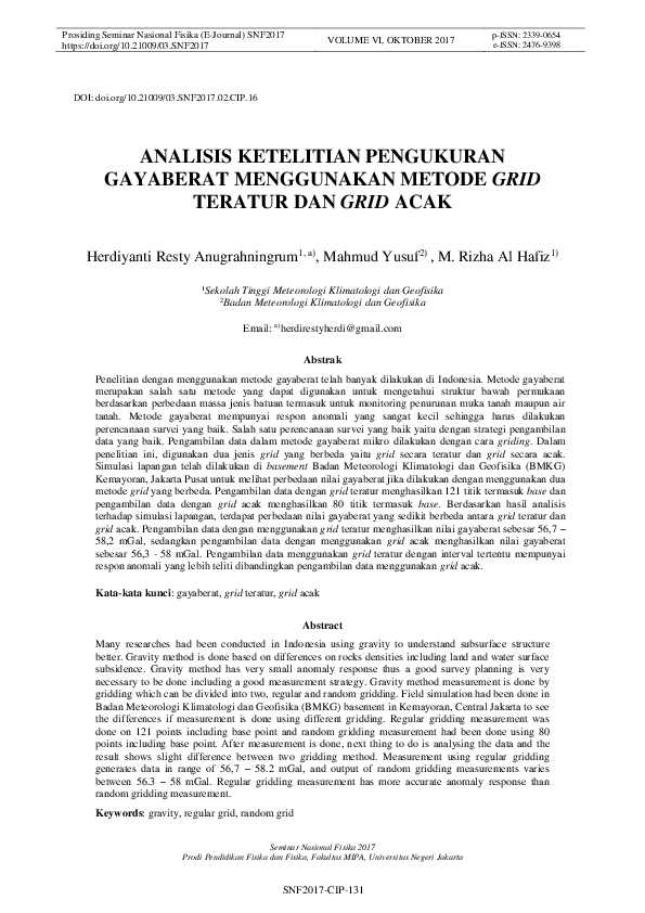 (PDF) Analisis Ketelitian Pengukuran Gayaberat Menggunakan Metode Grid ...