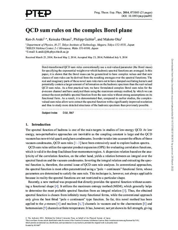 (PDF) QCD sum rules on the complex Borel plane | Philipp Gubler - Academia.edu