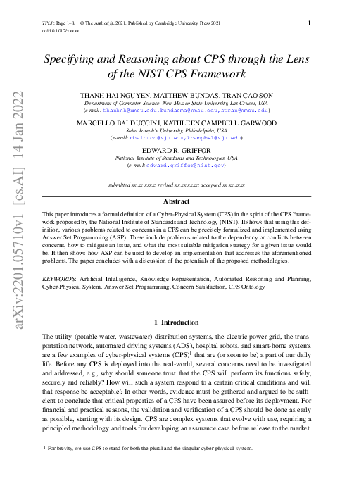 (PDF) Specifying and Reasoning about CPS through the Lens of the NIST ...