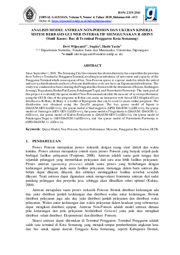 (PDF) ANALISIS MODEL ANTREAN NON-POISSON DAN UKURAN KINERJA SISTEM ...