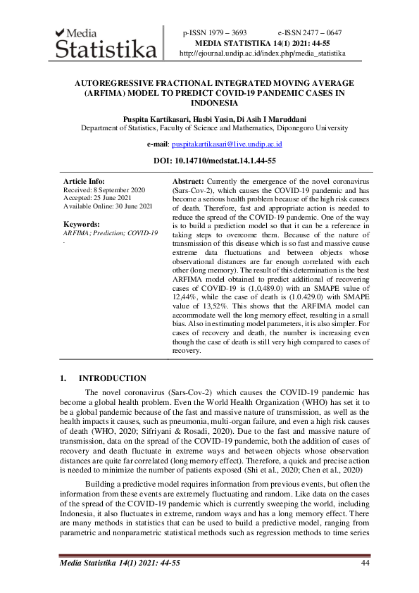 (PDF) Autoregressive Fractional Integrated Moving Average (Arfima ...