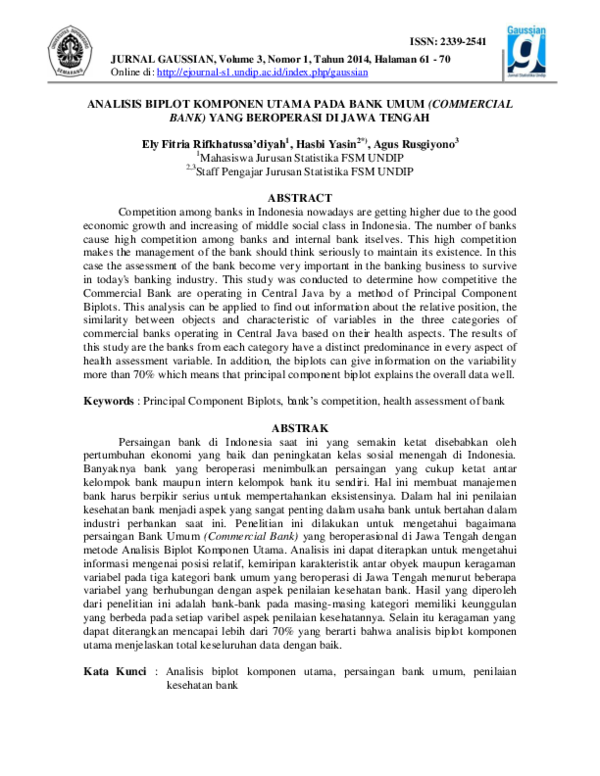 (PDF) Analisis Biplot Komponen Utama Pada Bank Umum (Commercial Bank ...