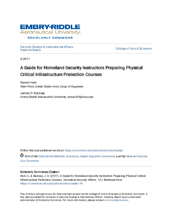(PDF) A Guide for Homeland Security Instructors Preparing Physical ...