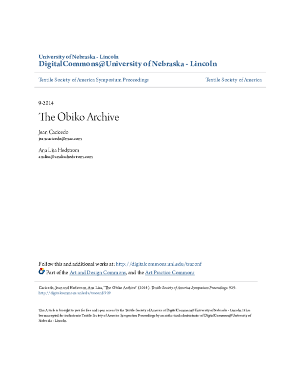 (PDF) The Obiko Archive