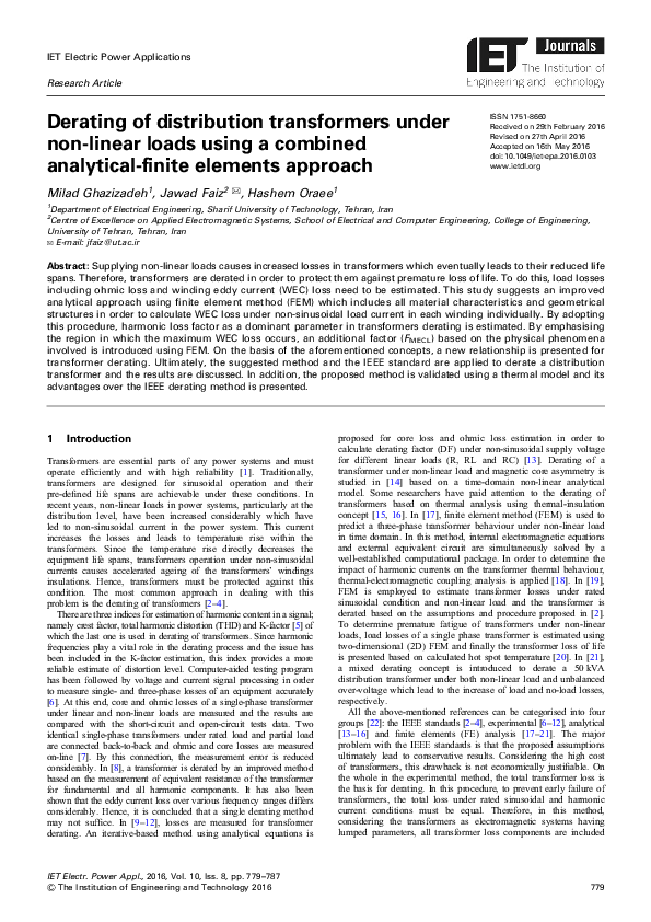 (PDF) Derating of Distribution Transformers under Non-linear Loads ...