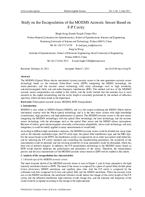 (PDF) Study on the Encapsulation of the MOEMS Acoustic Sensor Based on ...
