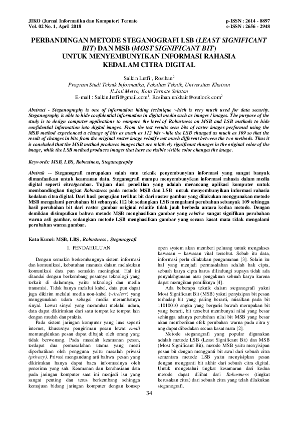 (PDF) Perbandingan Metode Steganografi LSB (Least Significant Bit) Dan ...