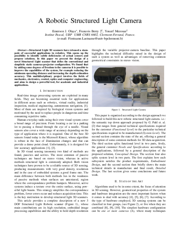 (PDF) A robotic structured light camera