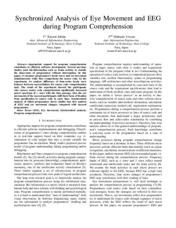 (PDF) Synchronized Analysis of Eye Movement and EEG during Program ...