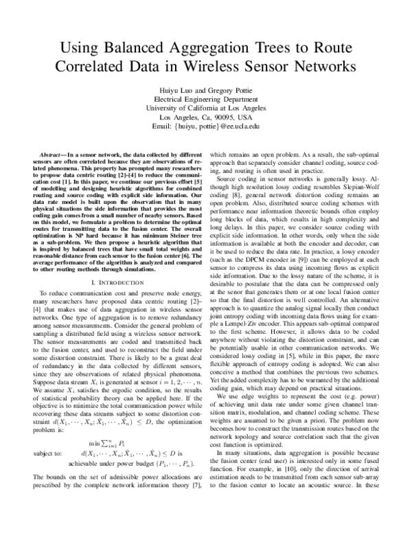 (PDF) Using Balanced Aggregation Trees to Route Correlated Data in ...