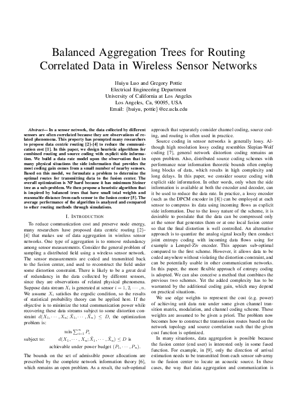 Balanced Aggregation Trees For Routing Correlated Data In Wireless Sensor Networks