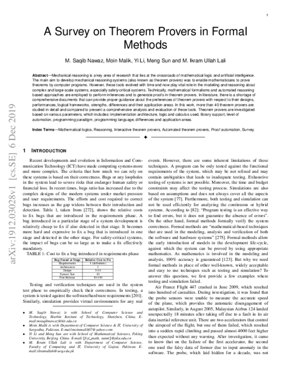 (PDF) A Survey on Theorem Provers in Formal Methods