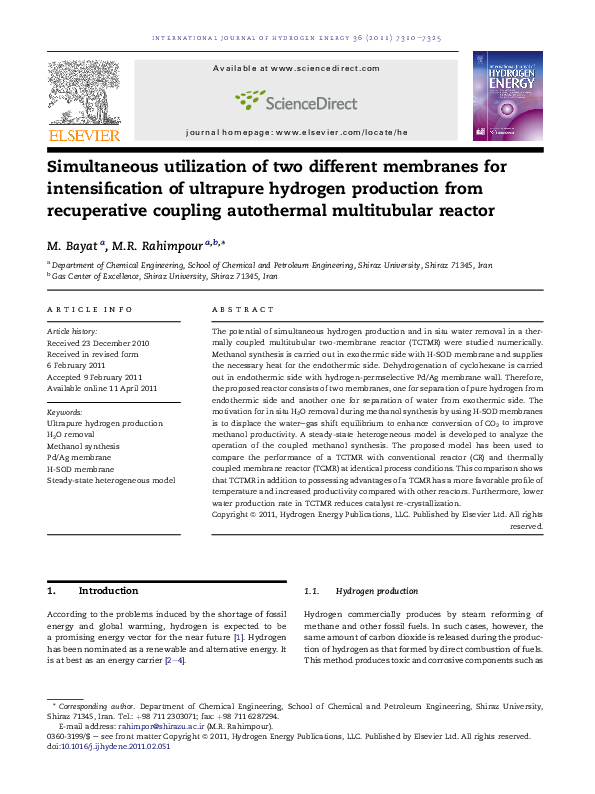 (PDF) Simultaneous utilization of two different membranes for ...