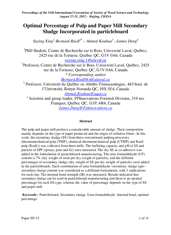 (PDF) Optimal Percentage of Pulp and Paper Mill Secondary Sludge ...