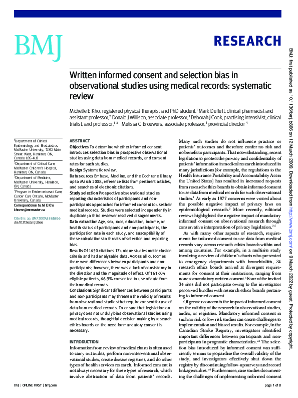 PDF Written Informed Consent And Selection Bias In Observational pdf-written-informed-consent-and-selection-bias-in-observational